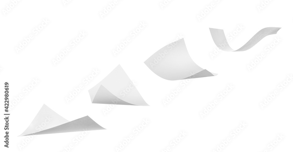 Blank sheets of paper flying on white background. Banner design Stock ...