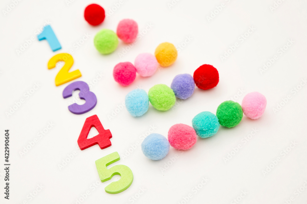Digits and Pom Poms. Numbers and dots. Counting game for early ...