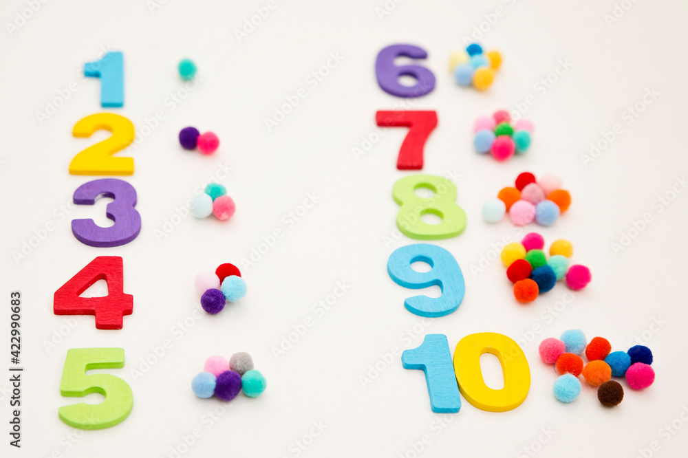 Digits and Pom Poms. Numbers and dots. Counting game for early ...