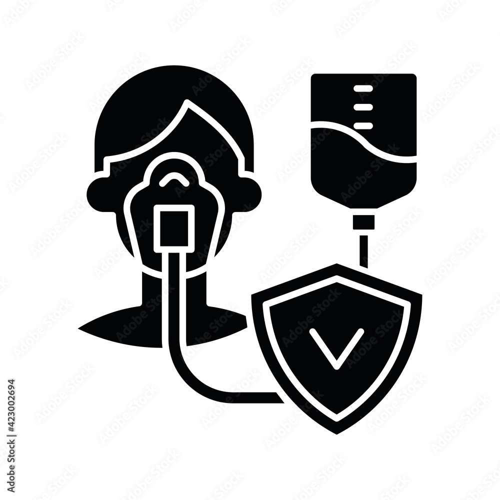 Critical illness insurance black glyph icon. Covering health conditions ...