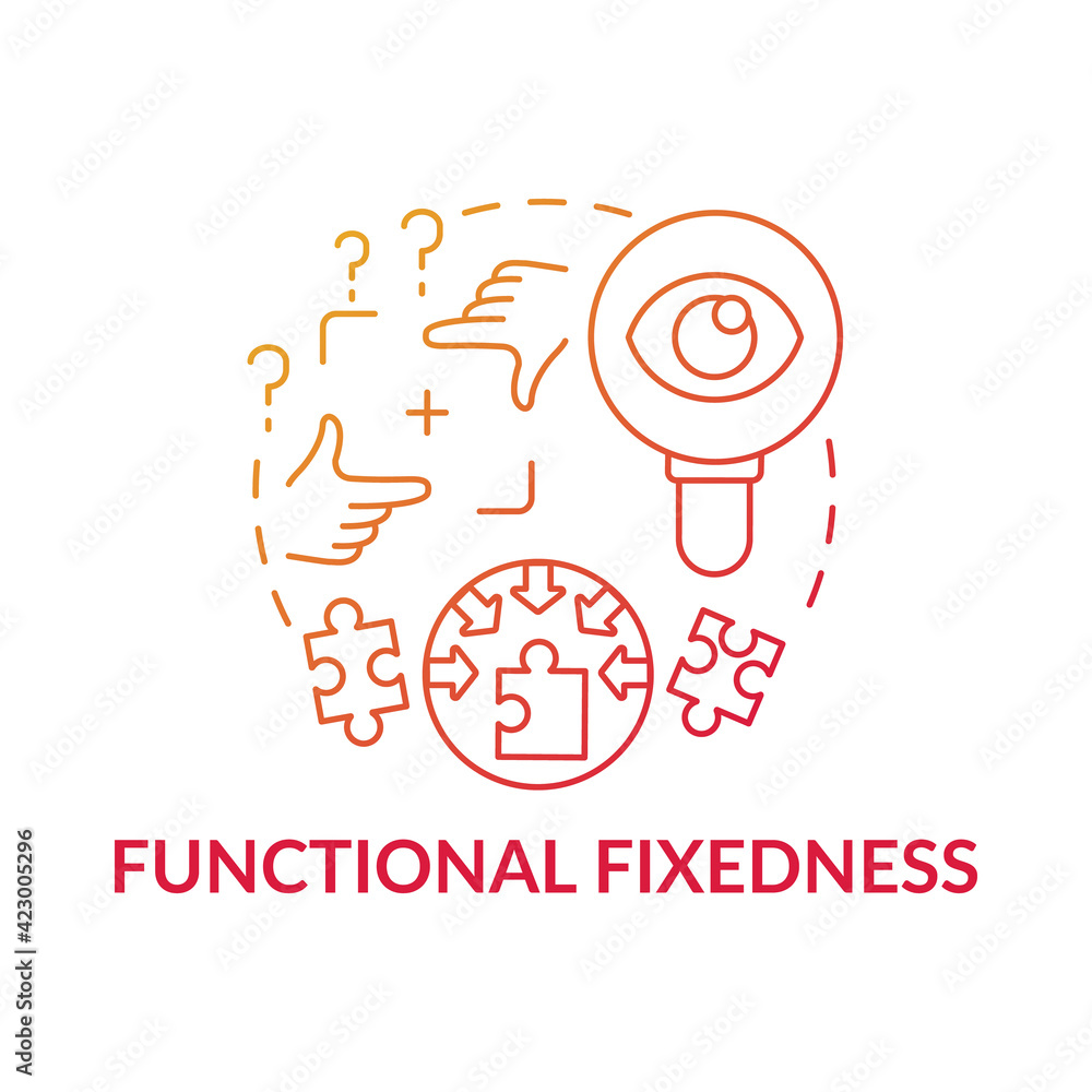 Functional fixedness red gradient concept icon. Cognitive bias. Limit ...