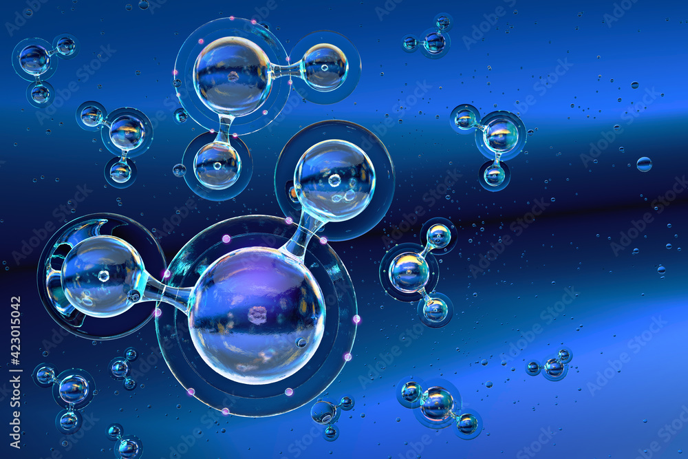 Water molecule structure 3d model, polar inorganic compound: Two ... Water molecule structure 3d model, polar inorganic compound: Two ...