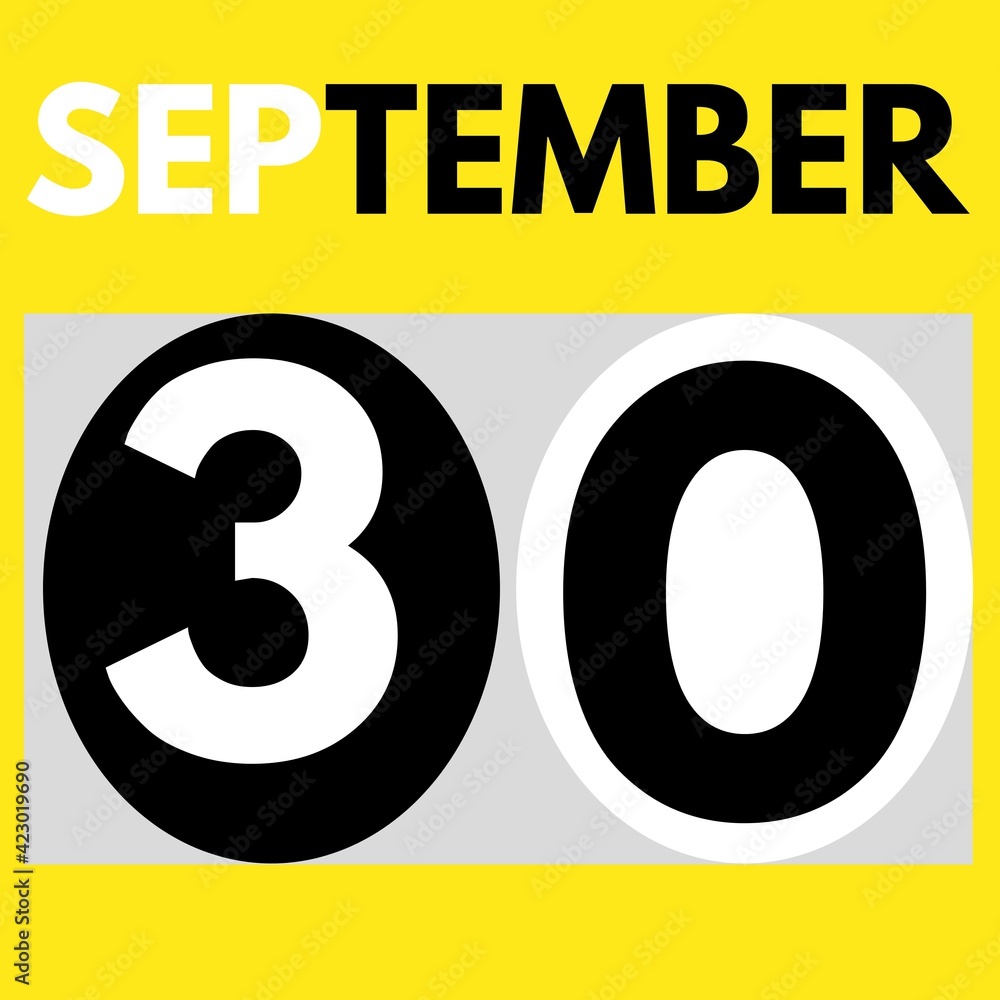 September 30 . Modern daily calendar icon .date ,day, month .calendar ...