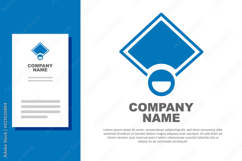Blue Baseball field icon isolated on white background. Baseball map ...