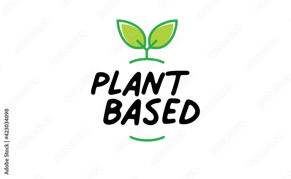 Plant based hand made text, hand drawn lettering style with leaves ...