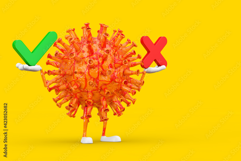 Cartoon Coronavirus COVID-19 Virus Mascot Person Character with Red ...