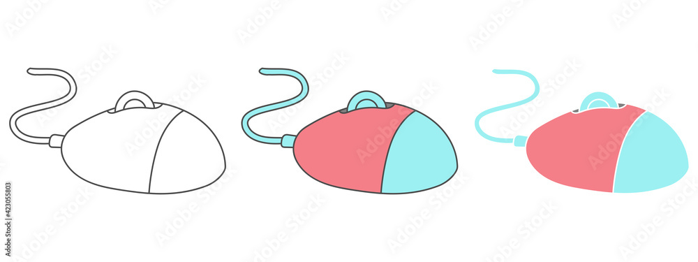 computer mouse design vector. clipart cartoon illustration. black and ...