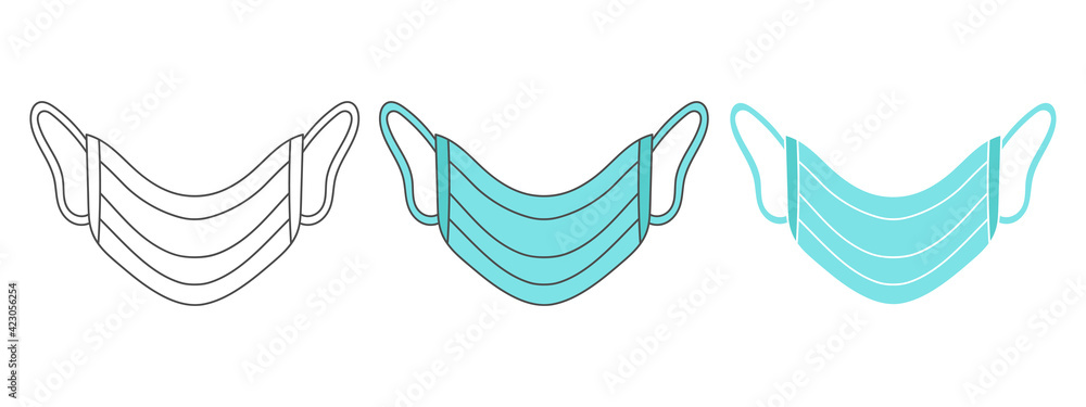 face mask design vector. clipart cartoon illustration. black and white ...