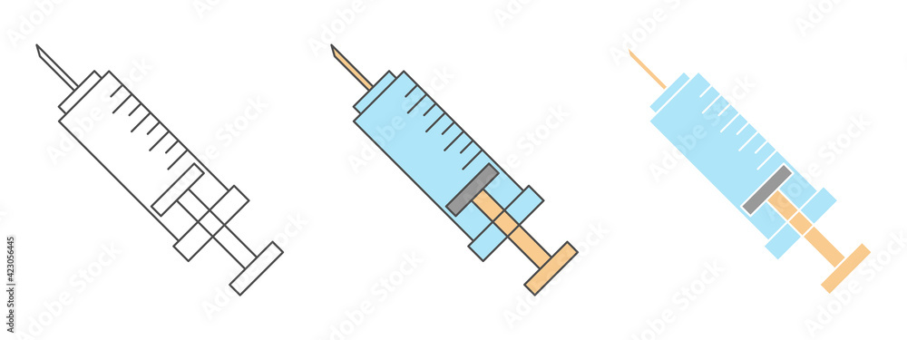 syringe design vector. clipart cartoon illustration. black and white ...