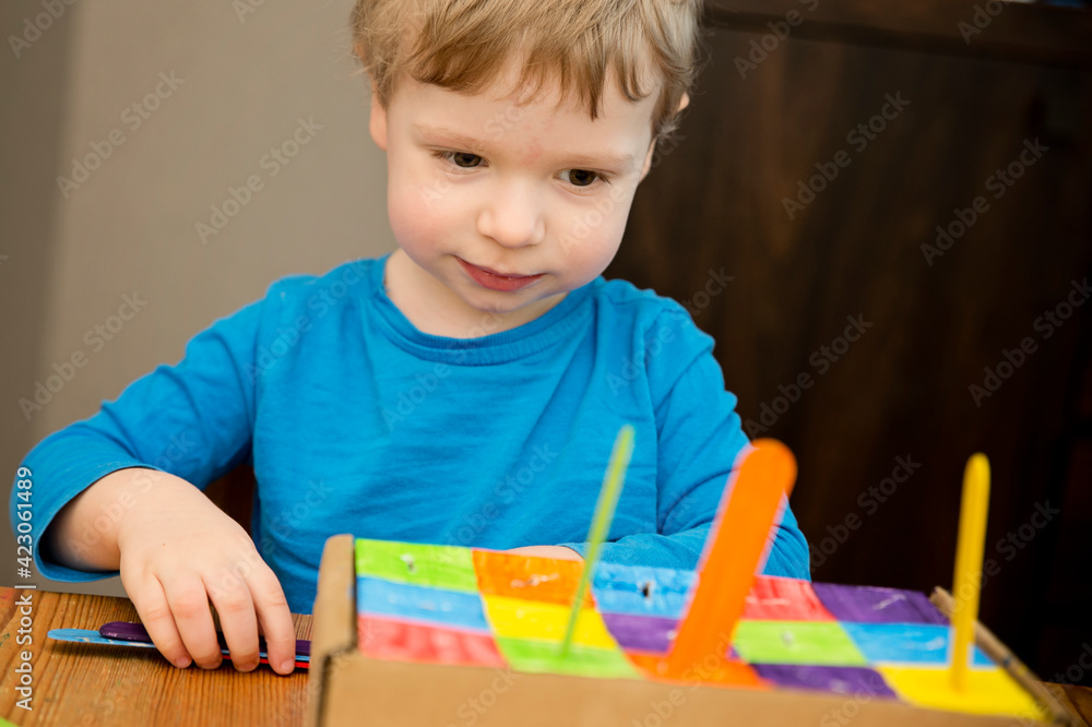 Montessori implement. Sorting by the colors. DIY at home from cardboard ...