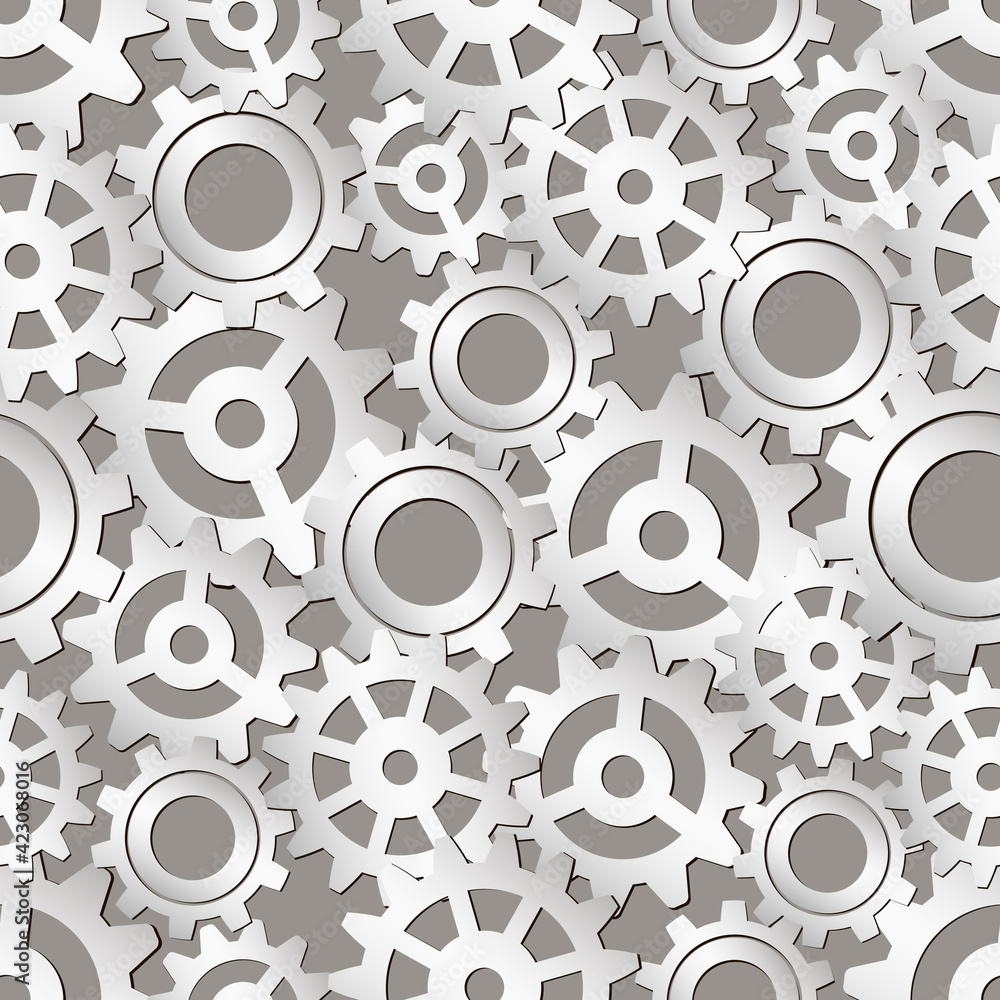Gears seamless pattern. Vector drawing of factory gear wheels ...