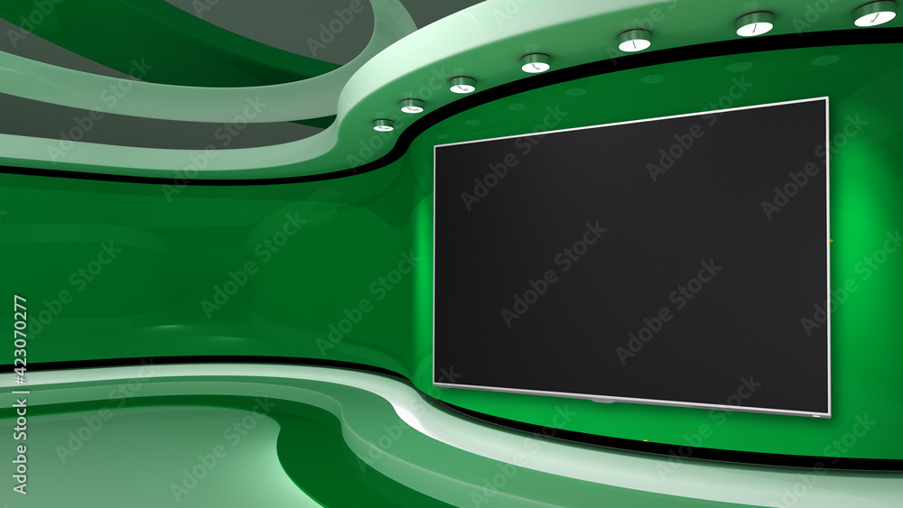 TV studio. Green studio. Green background. News studio. The perfect ...