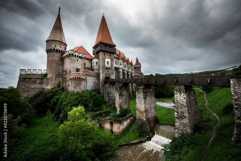 Very old gothic castle in Transylvania. Corvin Castle.Huniazilor Castle ...