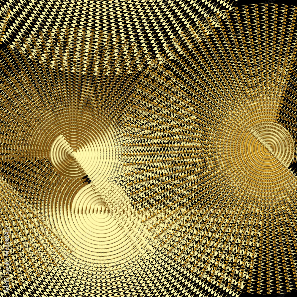 Radial lines gold 3d seamless pattern. Textured line art ornament ...