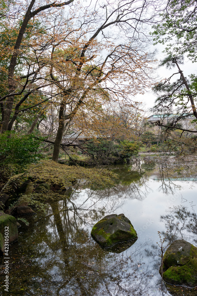 Keitakuen, pure Japanese style garden in Osaka, Japan Stock Photo ...