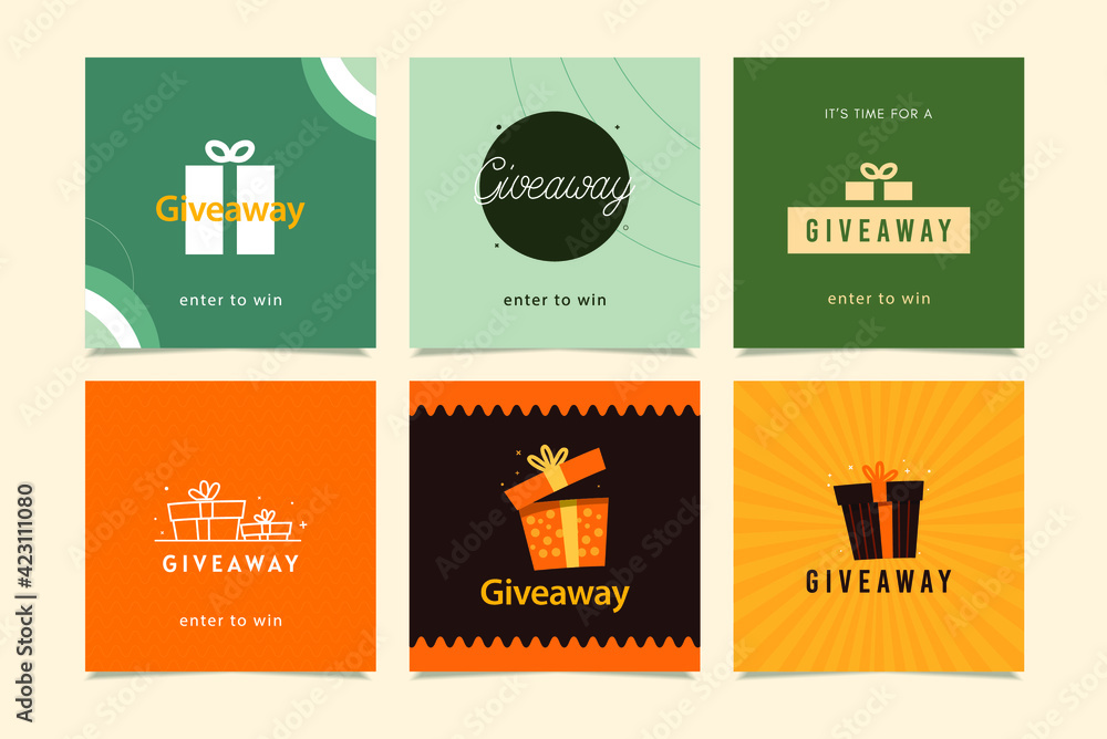 Giveaway social media contest vector template. Stock Vector | Adobe Stock