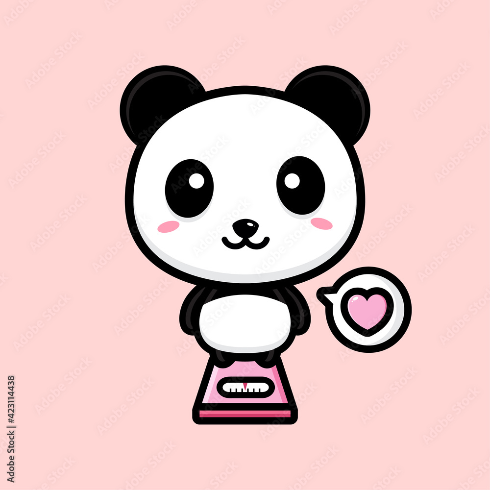 cartoon cute panda vector design is weighing on a scale Stock Vector ...