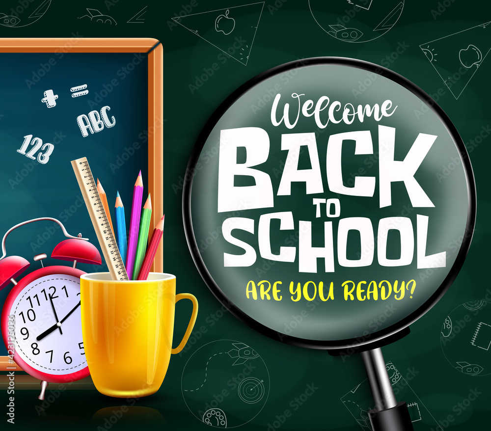 Welcome back to school vector design. Welcome back to school greeting ...
