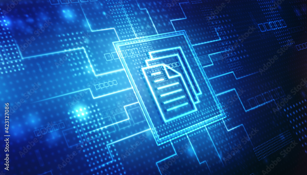 Document, File Icon in Business Abstract Background, Digital Abstract ...