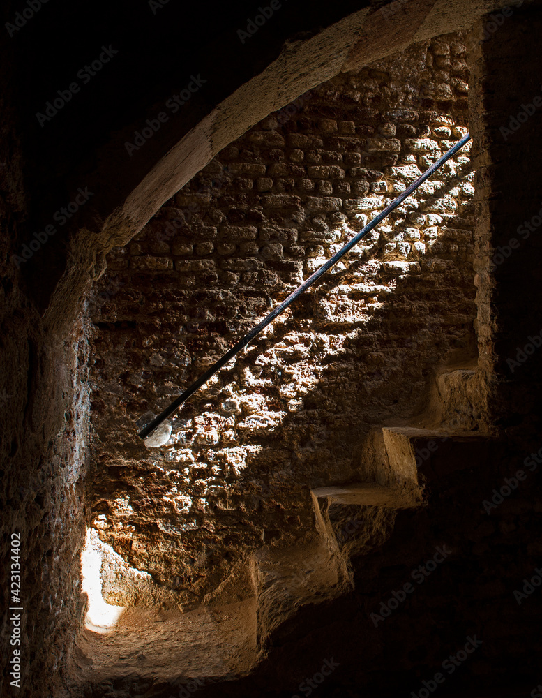 Old stone underground stairway in ancient ottoman fort Stock Photo ...