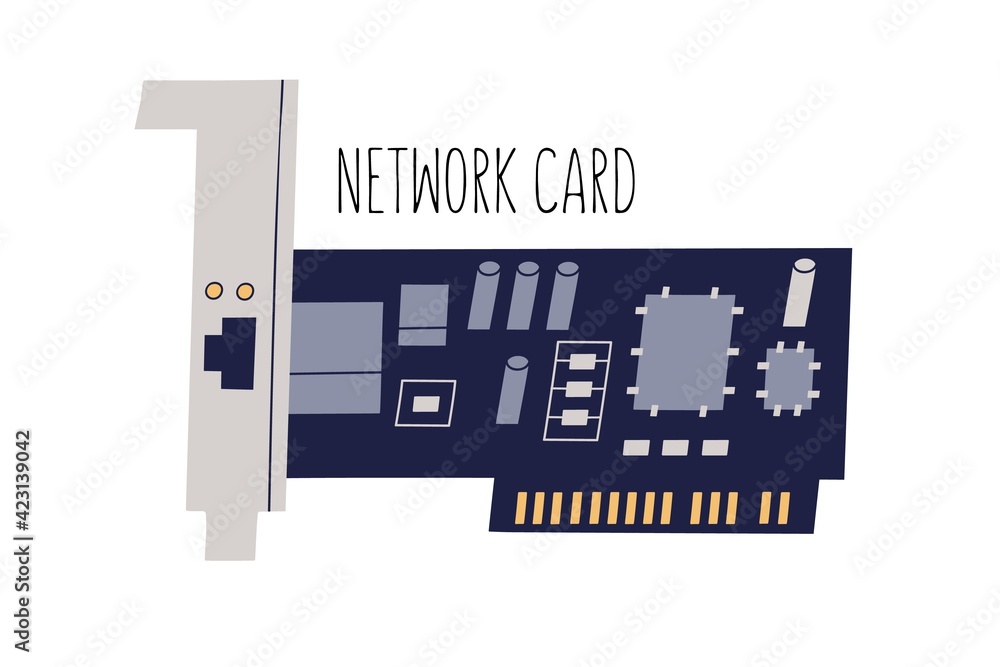 Network interface adapter, controller or card. Computer internal ...