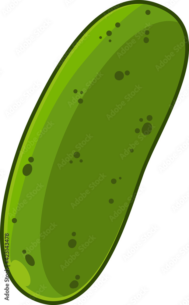 Cartoon Fresh Green Cucumbers. Vector Hand Drawn Illustration Isolated ...