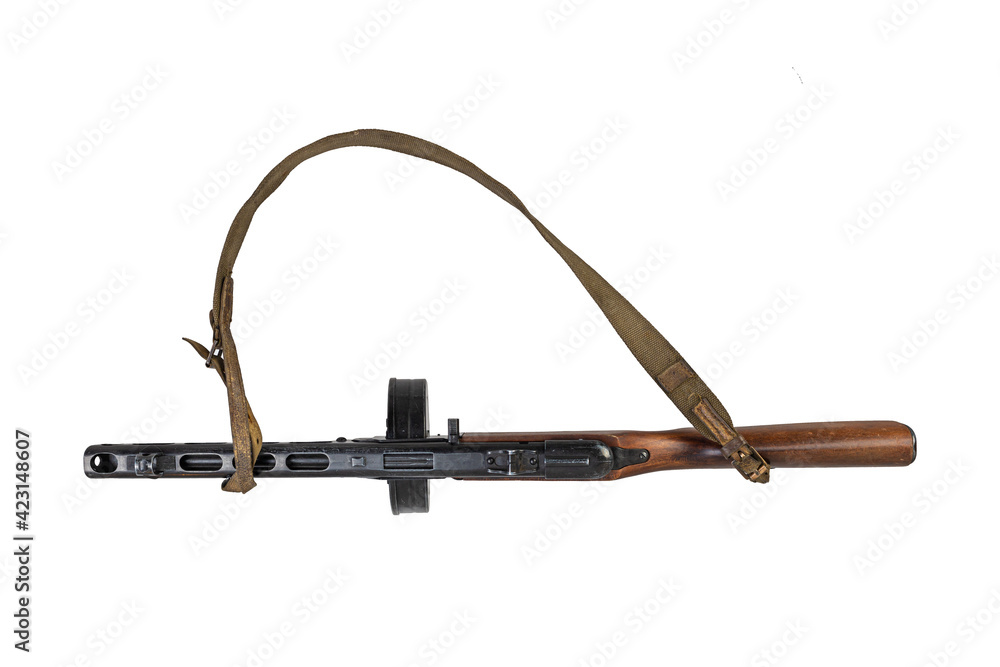 Weapon Shpagin submachine gun on a white background Stock Photo | Adobe ...