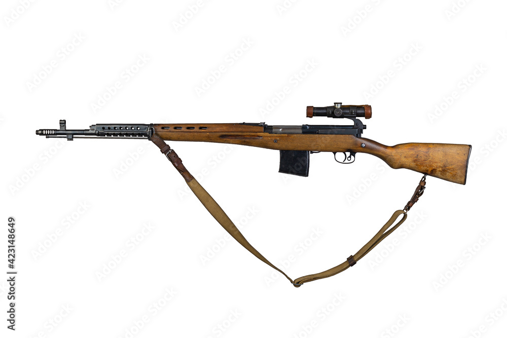 Tokarev sniper rifle weapon on white background Stock Photo | Adobe Stock