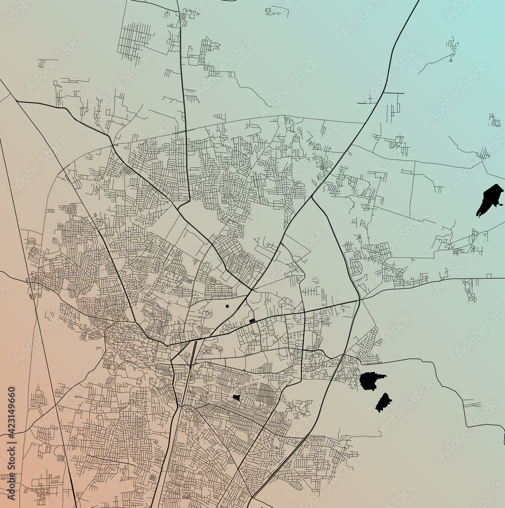 Amravati, Maharashtra, India - Urban vector city map with parks, rail ...