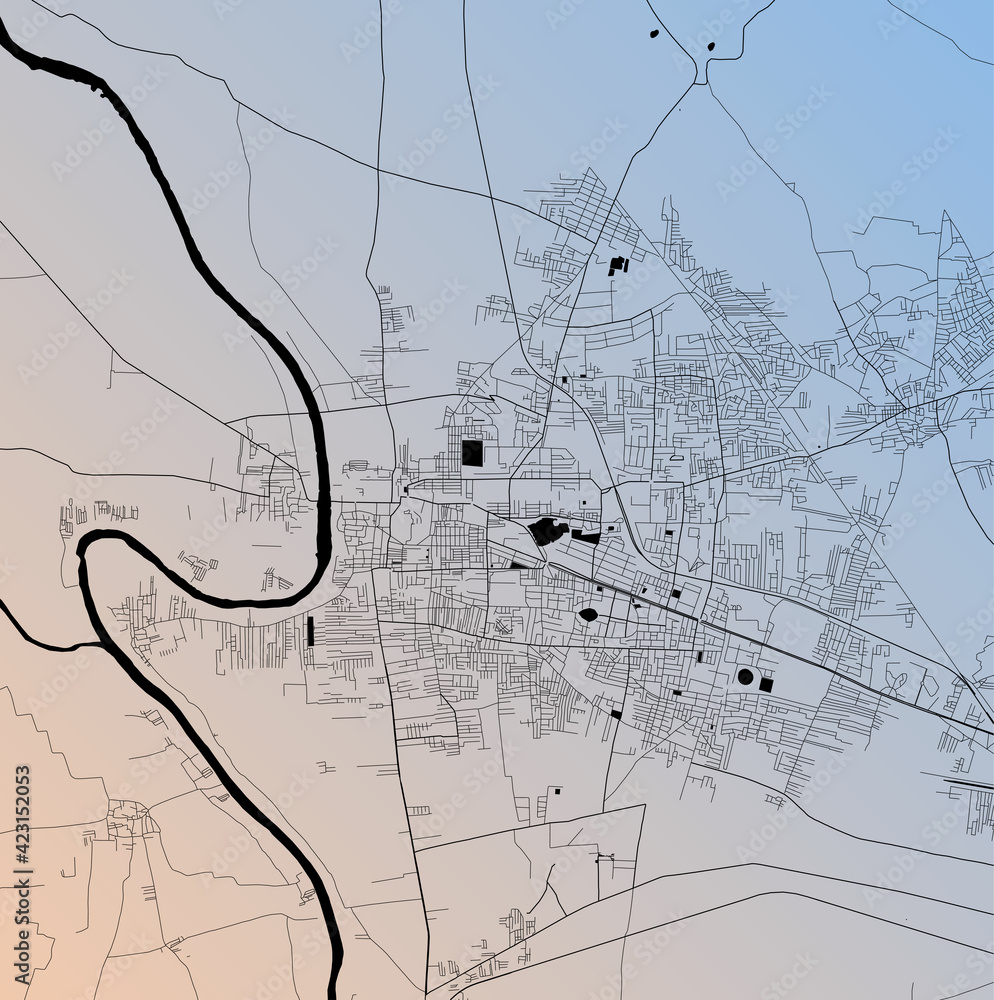 Sangli, Maharashtra, India - Urban vector city map with parks, rail and ...