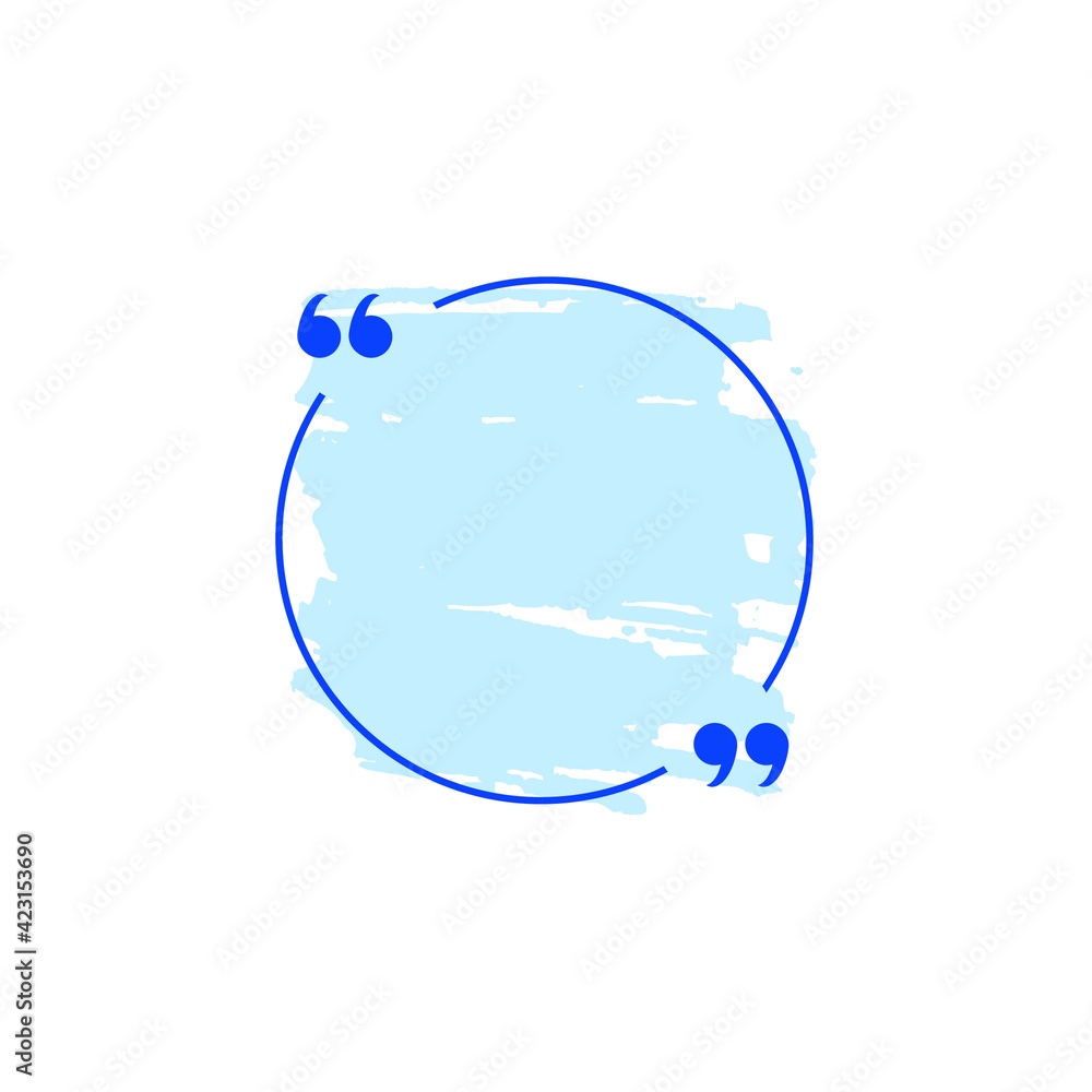 Vector Blue Quote Box with Hand Drawn Light Blue Brush Strokes, Blank ...