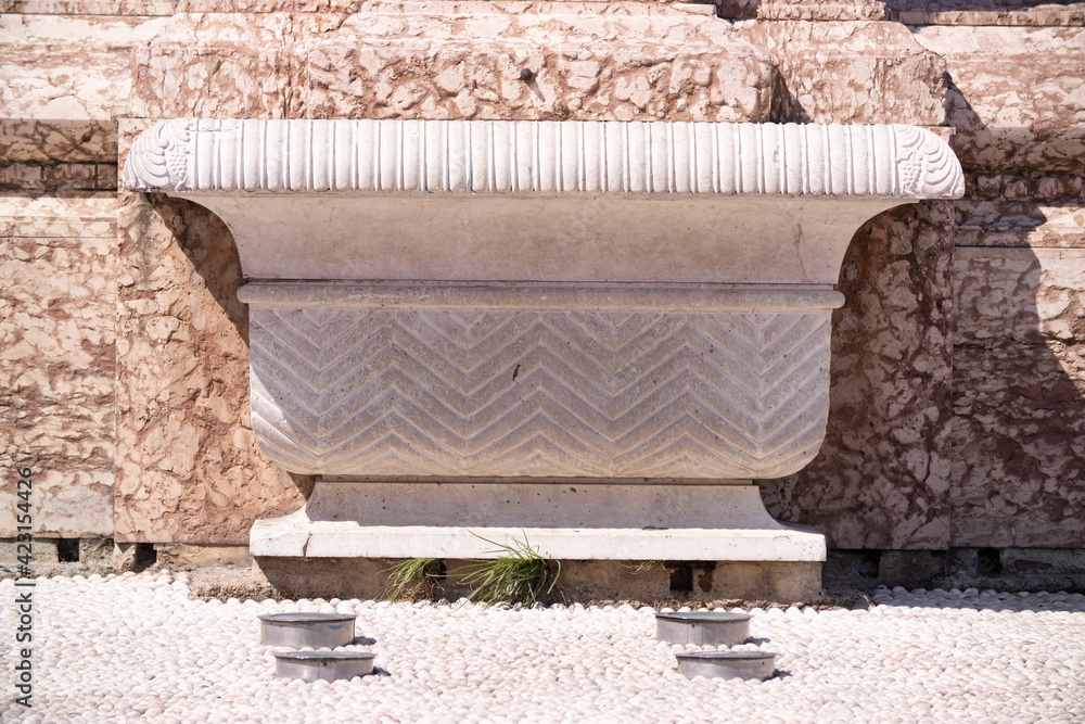 Elements of architectural decorations, fountains and taps for drinking ...