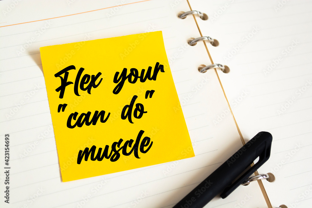 Text flex your can do muscle on the short note texture background Stock ...