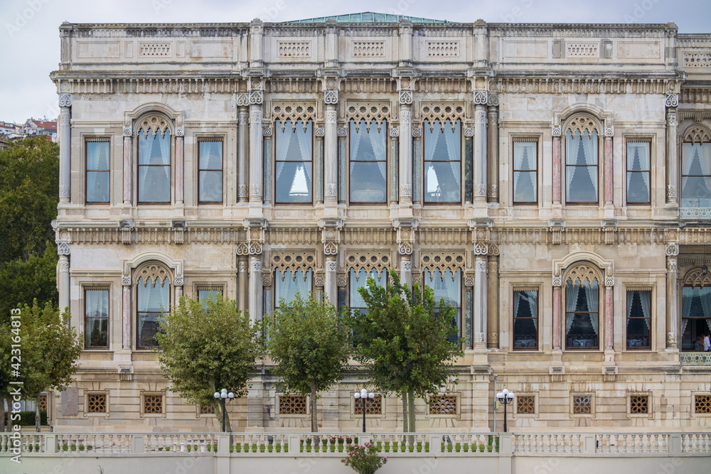 historical Building facades in Istanbul city. On the streets of the ...