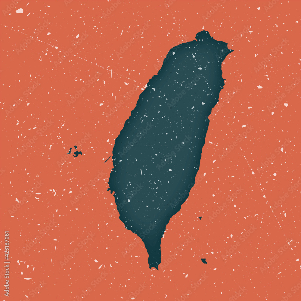 Taiwan vintage map. Grunge map of the country with distressed texture ...