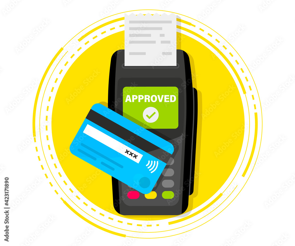 Payment Machine. POS Terminal. NFC payments. Payment by credit card ...