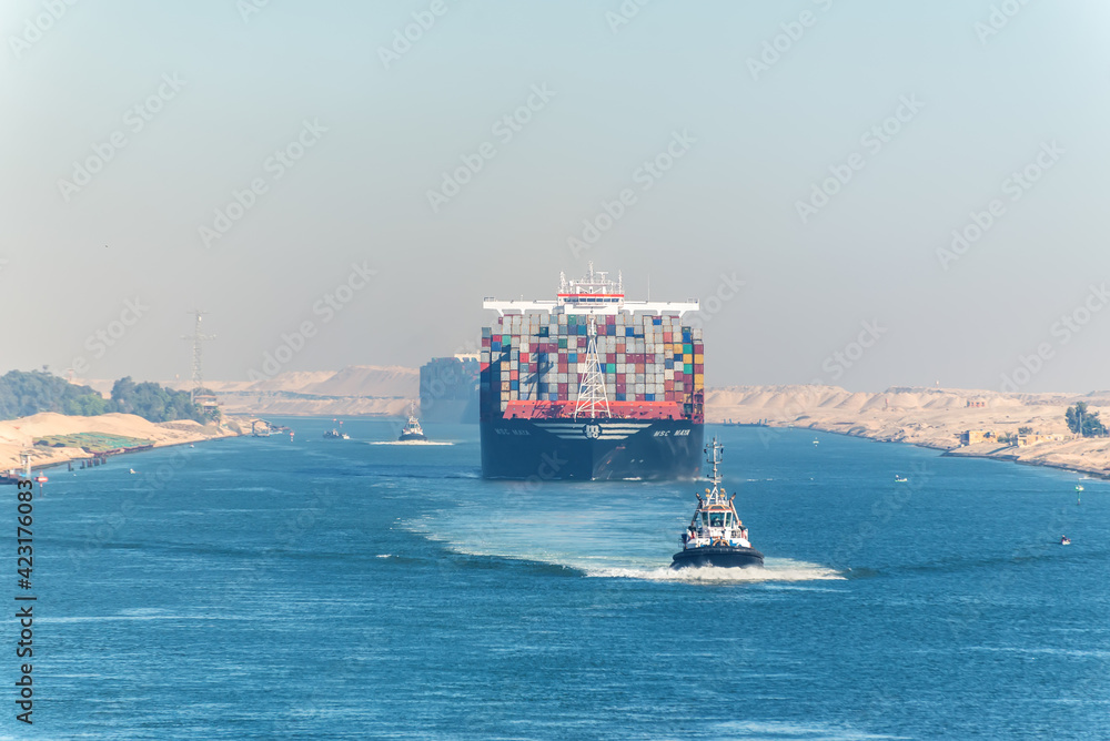 Ismailia, Egypt - November 5, 2017: Large container vessel ship MSC ...