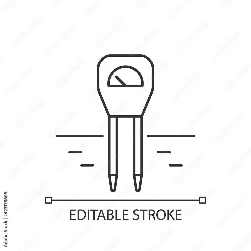 Soil moisture monitoring linear icon. Accurate measurement. Soil ...