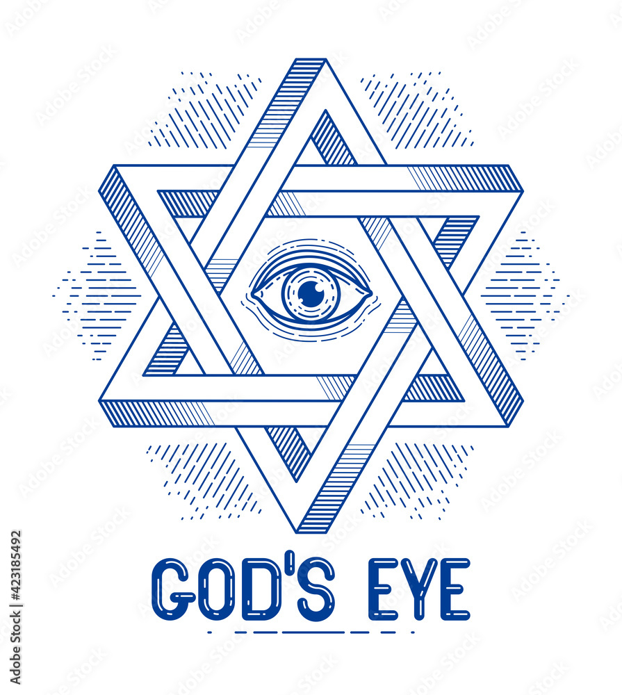 Jewish hexagonal star with all seeing eye of god sacred geometry ... Jewish hexagonal star with all seeing eye of god sacred geometry ...