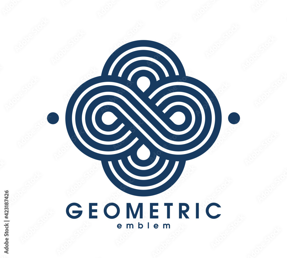 Geometric vector line art logo isolated on white, abstract linear ...