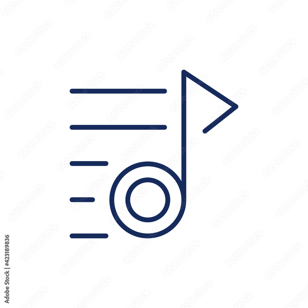 Music list Icon flat style isolated on white background. line art icon ...