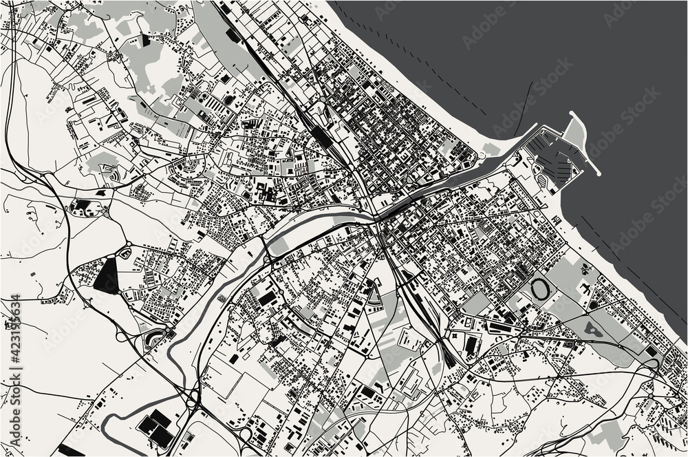 map of the city of Pescara , Abruzzo, Italy Stock Vector | Adobe Stock