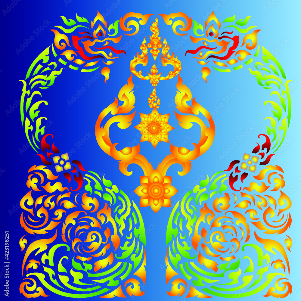 Vector illustration. Thai art pattern or Line Thai background wallpaper ...