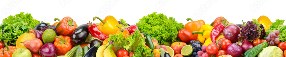 Horizontal seamless pattern from healthy fruits, vegetables and berries ...