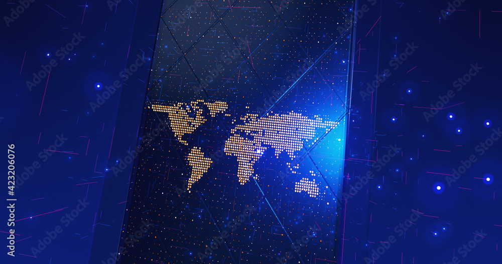 TV Broadcast News Opener 3D Graphics. Digital Cube Globe. 3D ...