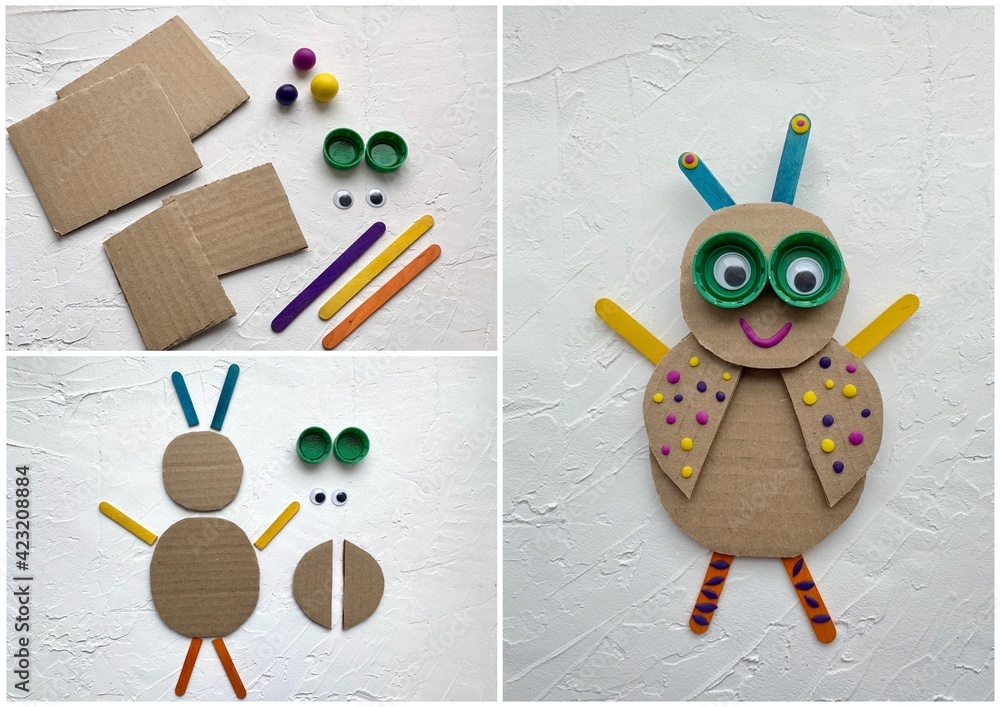 instructions on how to make a beetle from recycled cardboard and ...