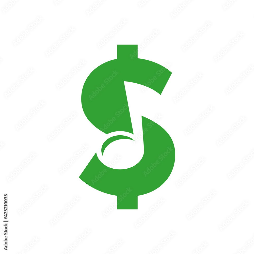 Music for money logo design - Dollar sign vector with negative space ...