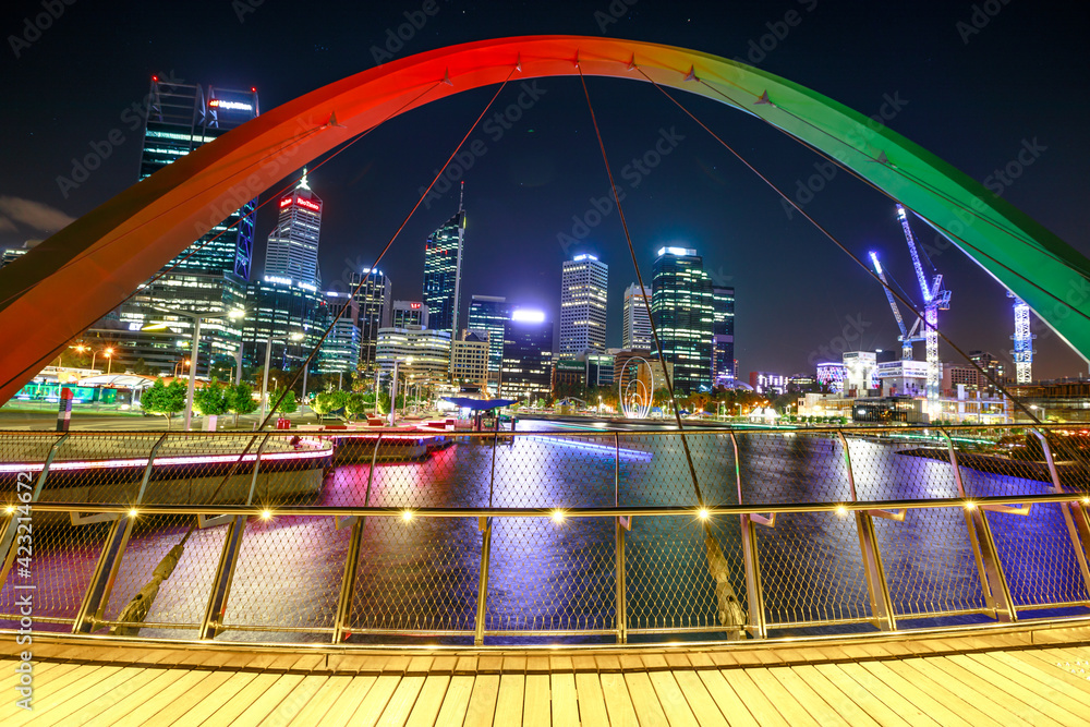 Perth, Western Australia - Jan 5, 2018: Perth cityscape night scene ...