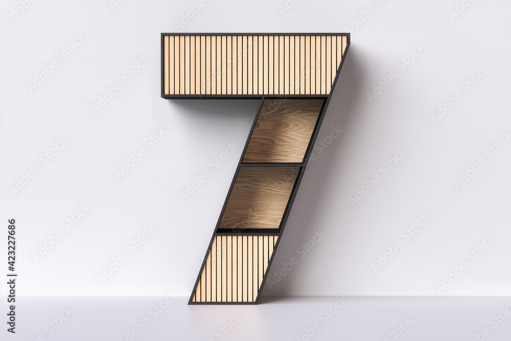 Wood number 7 with shelves and oak slats. Design inspired by the ...
