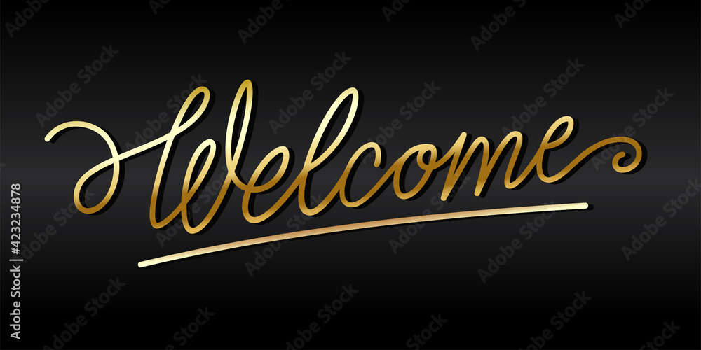Welcome sign handwritten brush pen cursive calligraphy lettering ...